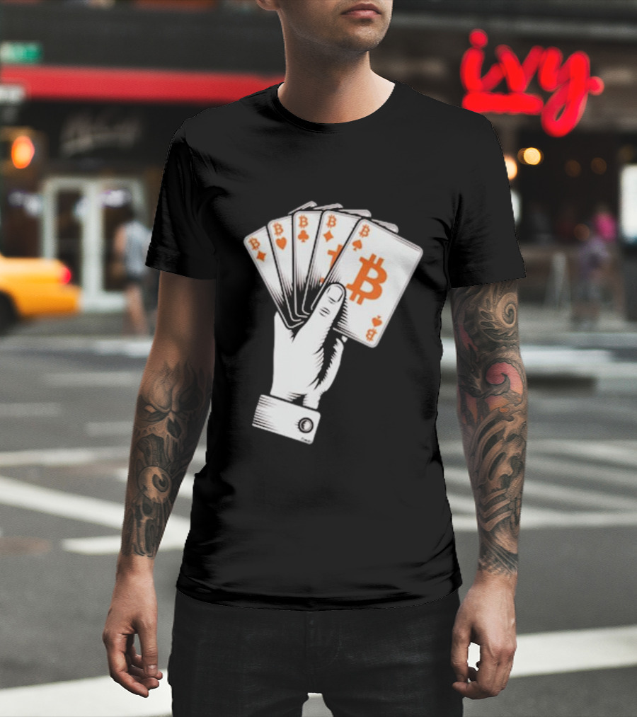 Bitcoin Royal Flush Playing Cards T-Shirt