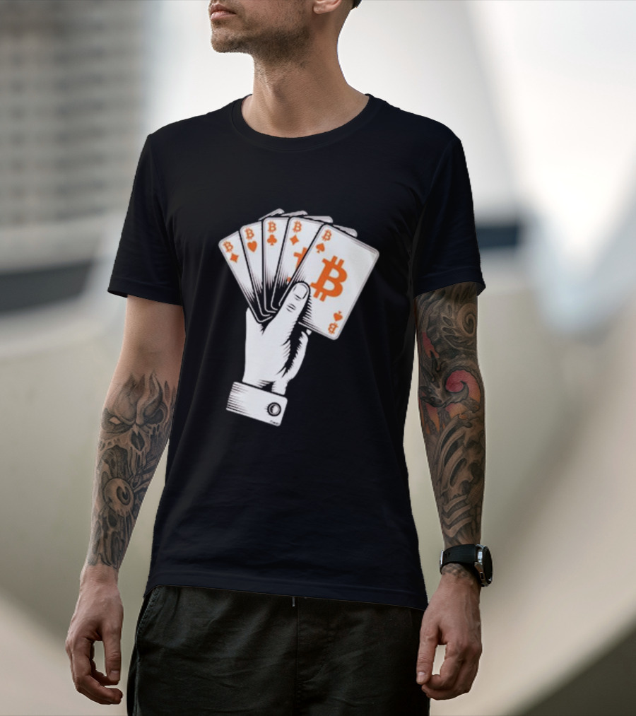 Bitcoin Royal Flush Playing Cards T-Shirt