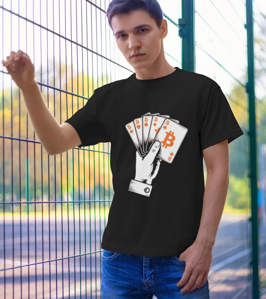 Bitcoin Royal Flush Playing Cards T-Shirt