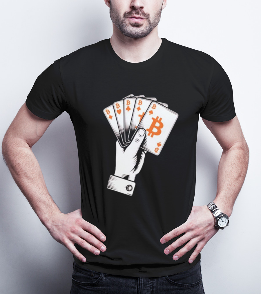 Bitcoin Royal Flush Playing Cards T-Shirt
