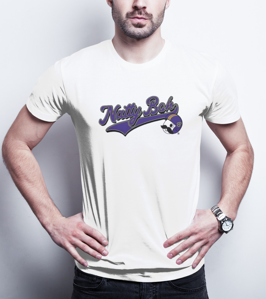 Natty Boh Purple Script With Football Helmet T-Shirt