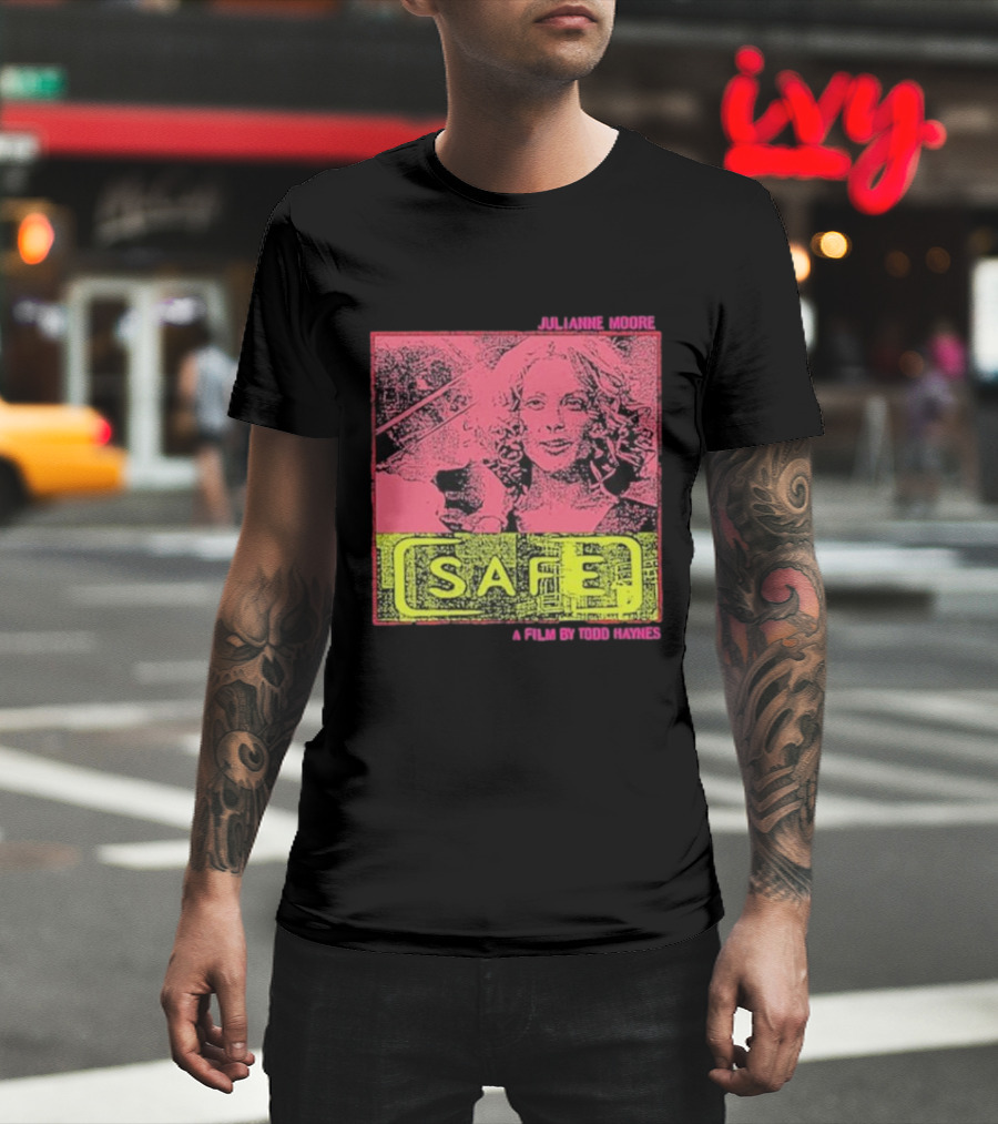 Julianne Moore Safe A Film By Todd Haynes Vintage Pink And Yellow Movie T-Shirt