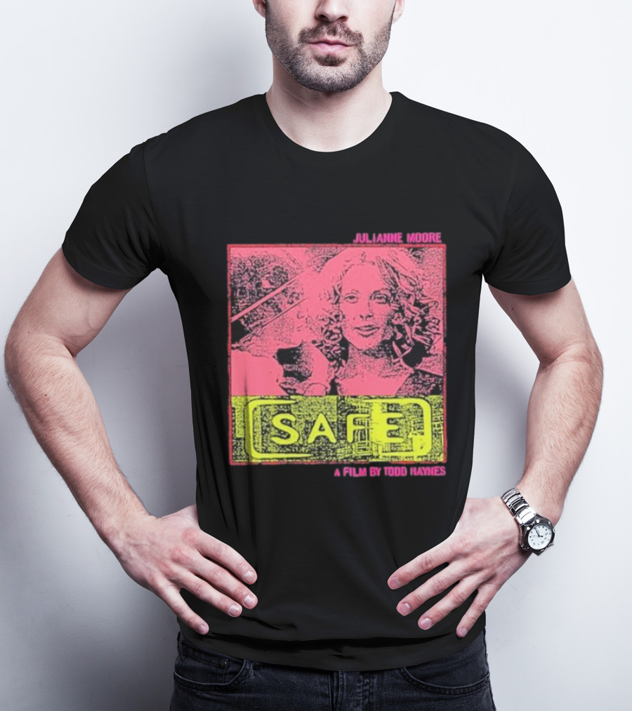 Julianne Moore Safe A Film By Todd Haynes Vintage Pink And Yellow Movie T-Shirt