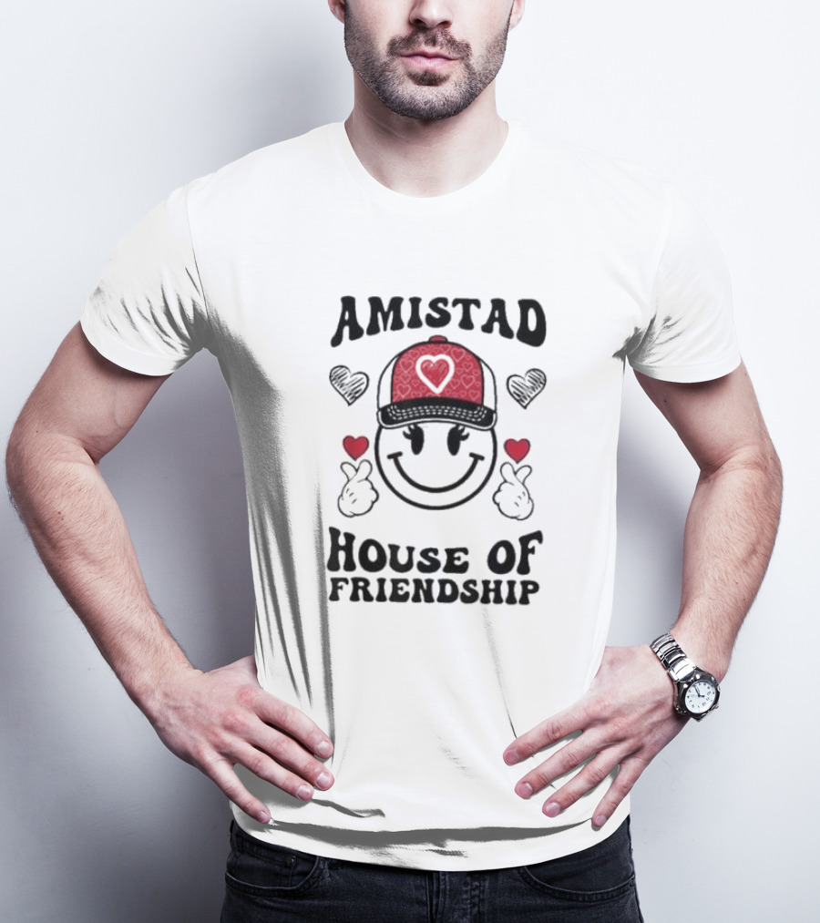 Amistad House Of Friendship Smiley Face Heart Cap Kids Spirit T-Shirt