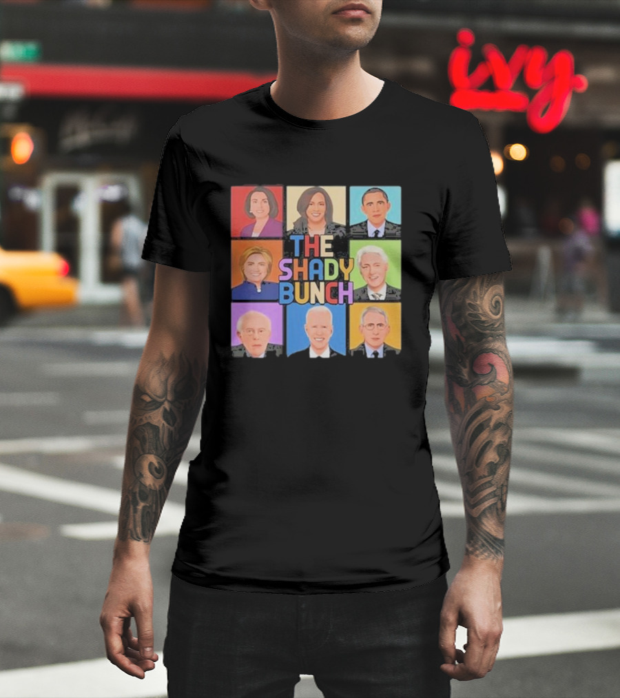 Untamedusa Store The Shady Bunch Political Portraits Face Grid T-Shirt