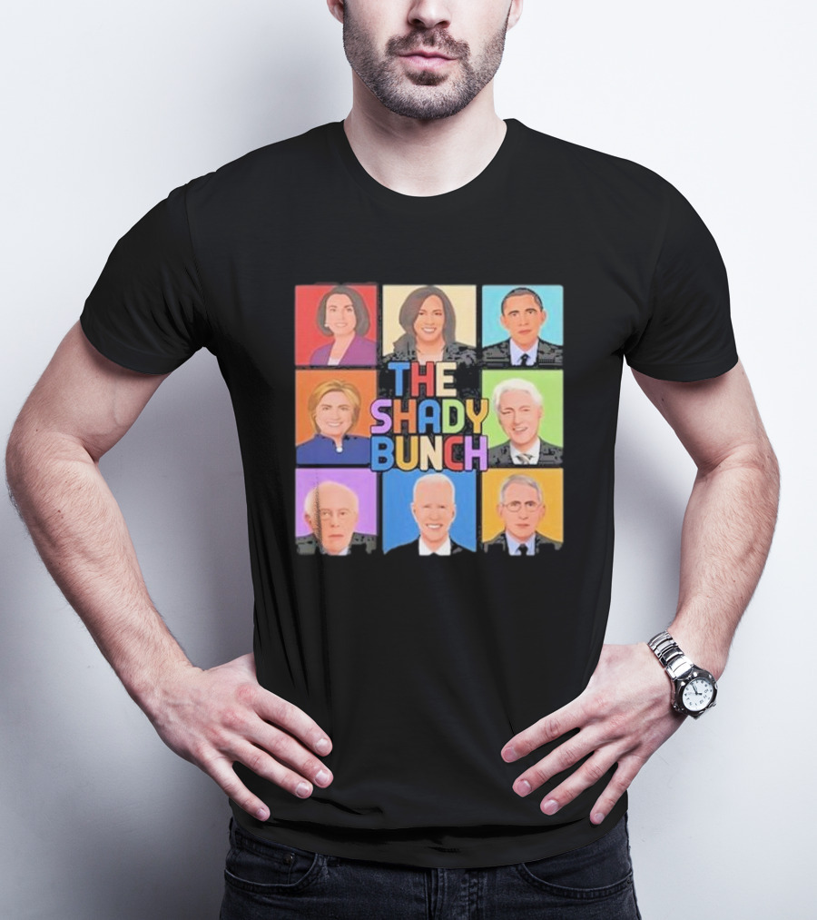 Untamedusa Store The Shady Bunch Political Portraits Face Grid T-Shirt