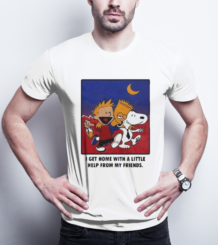 Criminal Simpsons Snoopy And Friends Get Home With A Little Help Under Moon T-Shirt