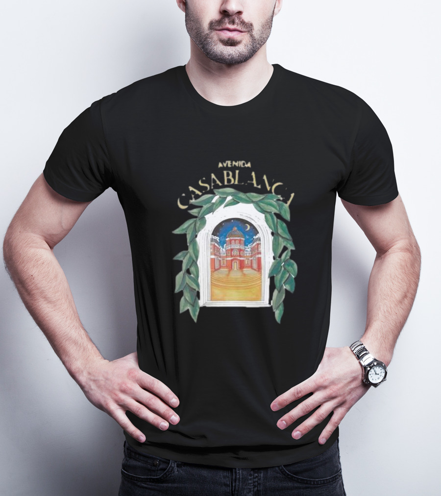 Casablanca Avenida Night Scene With Moonlit Architectural View T-Shirt