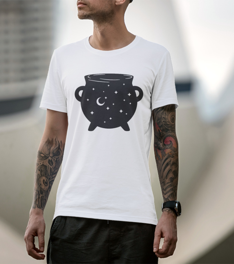 Celestial Cauldron Moon Star Cosmic Mystical Witchy Occult Vintage T-Shirt