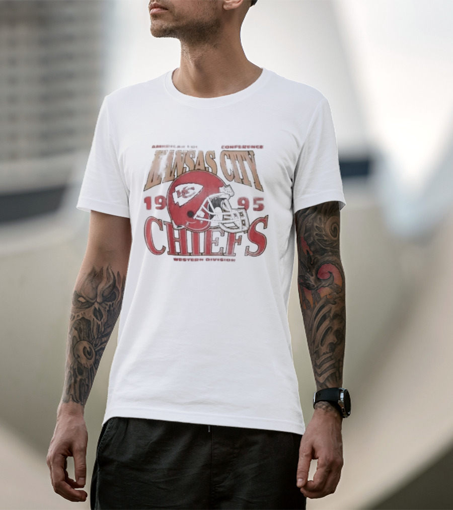 Kansas City Chiefs 1995 American Football Conference Western Division Retro Helmet T-Shirt