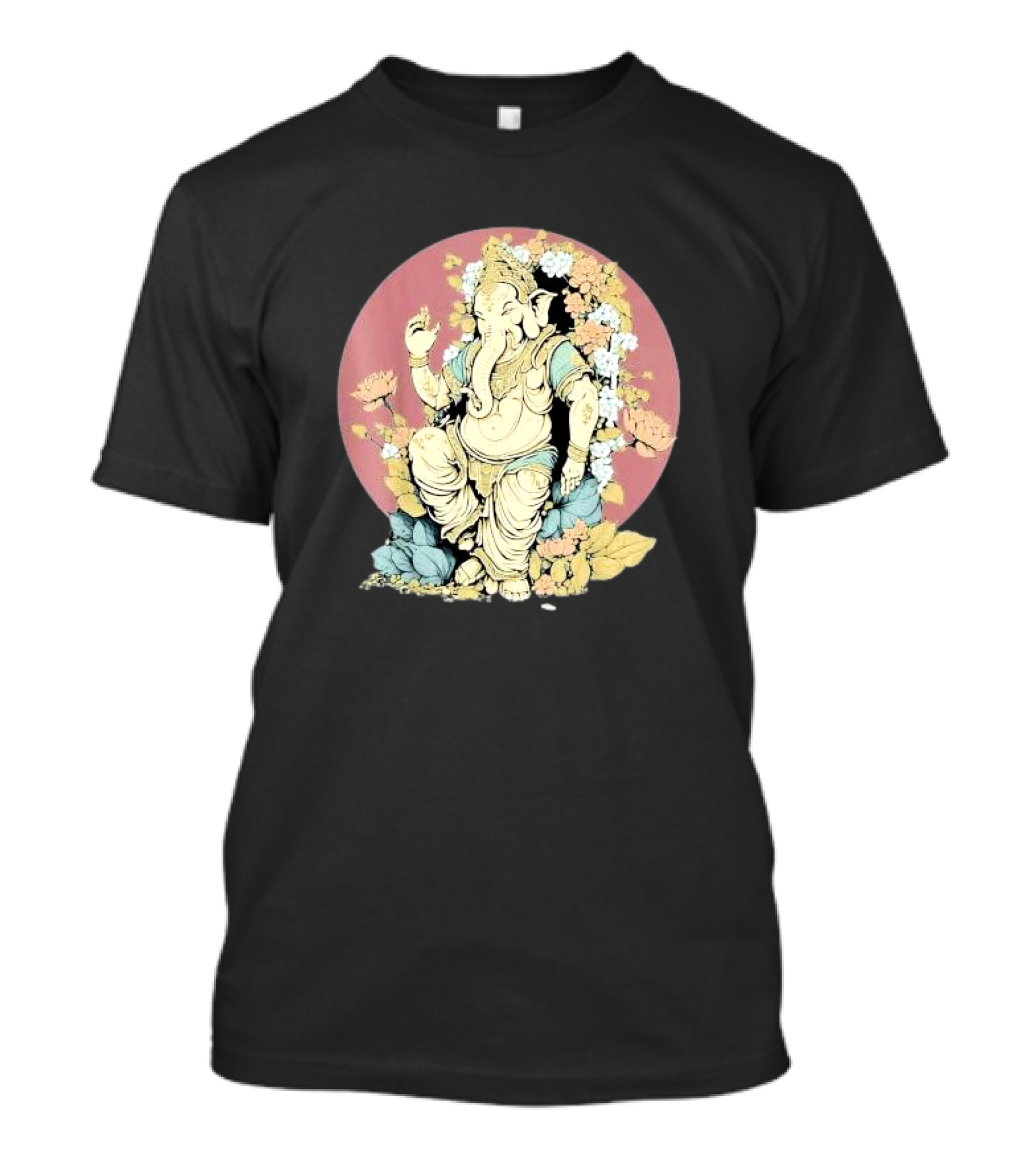 New Rare Hindu God Floral Elephant Deity Lord Ganesh Lotus Flowers Iconic T-Shirt