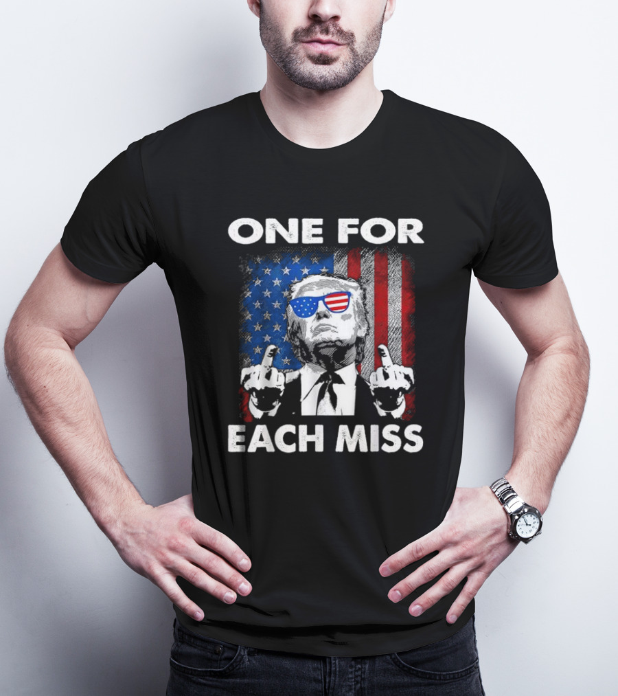 One For Each Miss American Flag Sunglasses Middle Finger T-Shirt