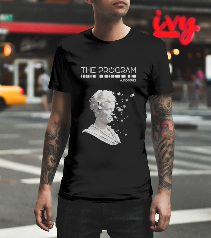 THE PROGRAM AUDIO SERIES Disintegrating Sculptural Head With Digital Fragmentation T-Shirt