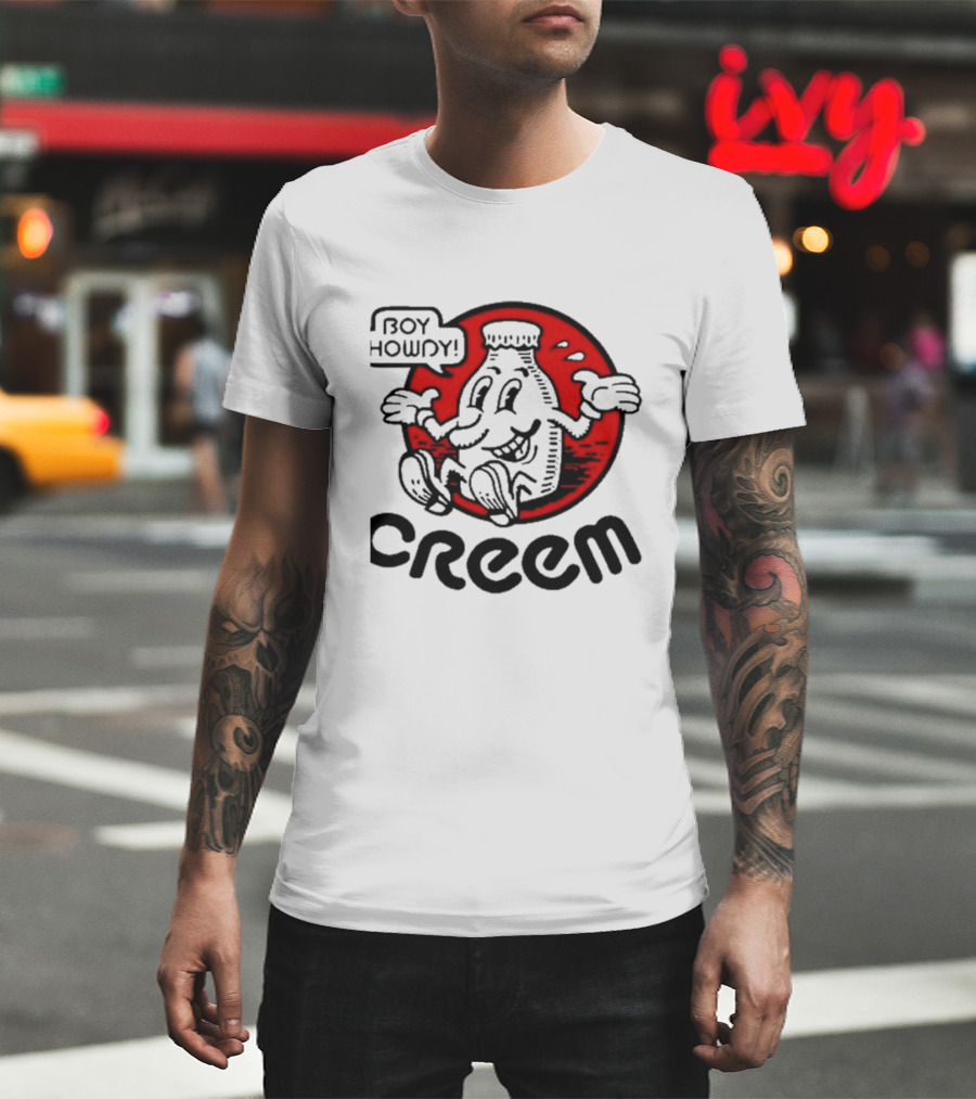 Boy Howdy Creem Vintage Bottle Character With Red Circle T-Shirt