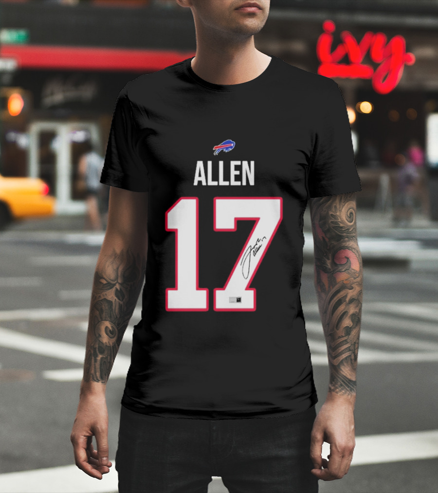 Josh Allen Buffalo Bills Number 17 Signature T-Shirt