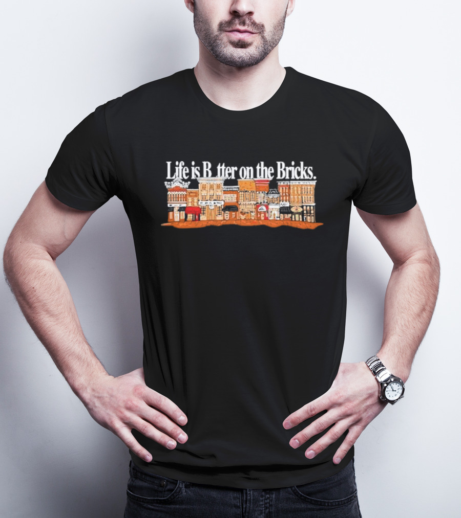Life Is Better On The Bricks Vintage Downtown Street Scene T-Shirt