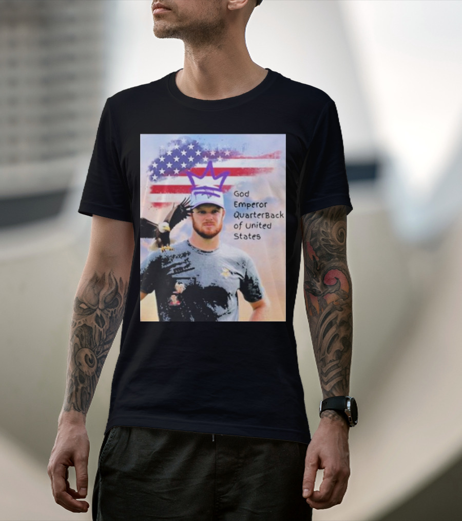 God Emperor Quarterback Of United States With American Flag And Eagle T-Shirt