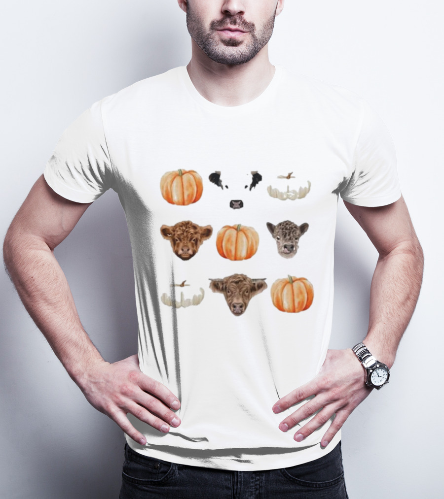 Katie Van Slyke Mini Cows Pumpkins Arrangement T-Shirt