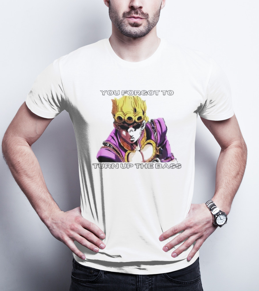 Giorno Giovanna You Forgot To Turn Up The Bass JoJo's Bizarre Adventure Anime Character Vibrant Purple T-Shirt