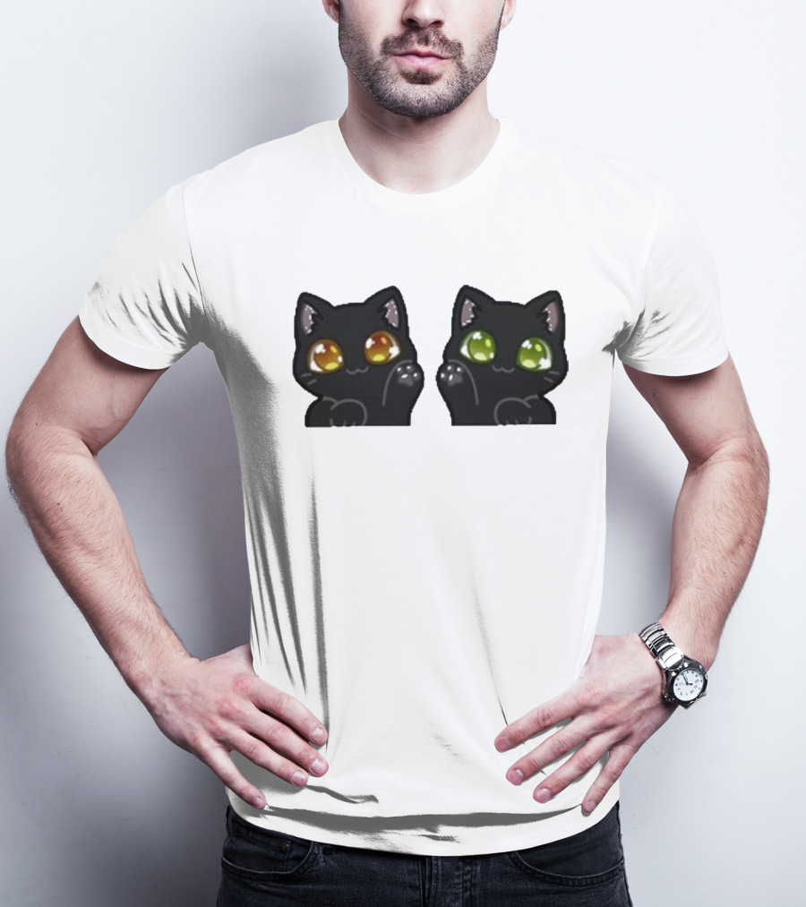 Stream Labs Kitties Black Cats With Colorful Eyes T-Shirt