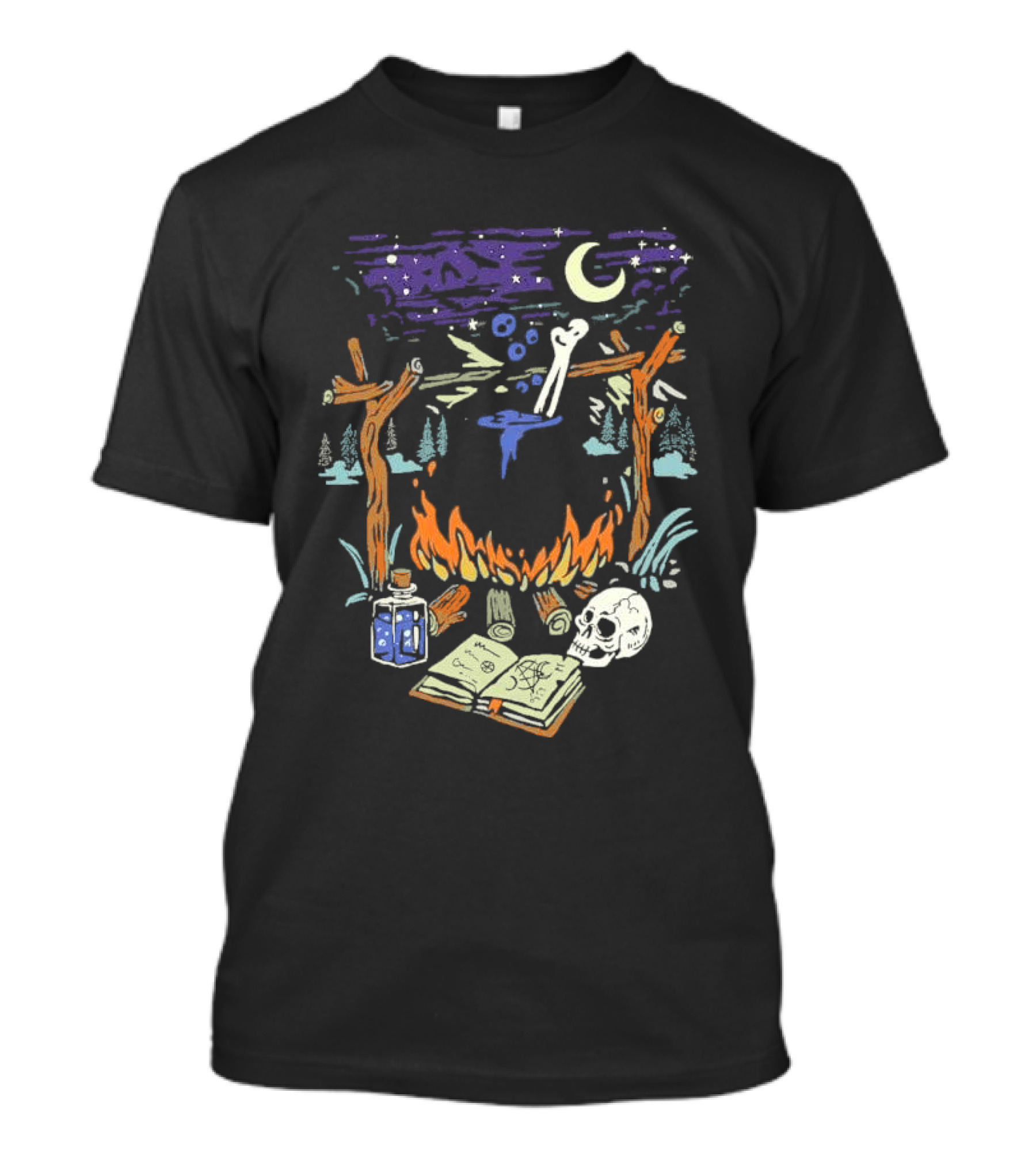 Mystic Brew Intotheam Moonlit Forest Ritual Potion And Skull T-Shirt