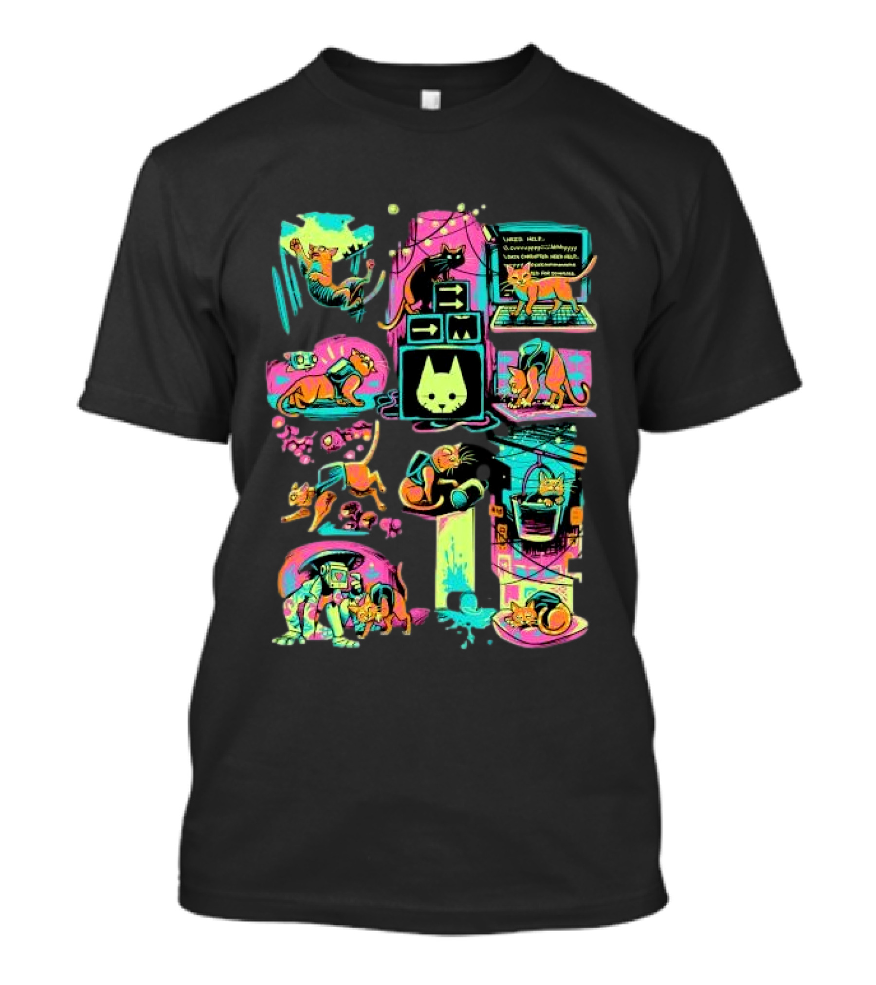 Stray Antics Extremely Normal Cat Quirky Adventure Vibrant Illustrations Playful Feline Escapades T-Shirt