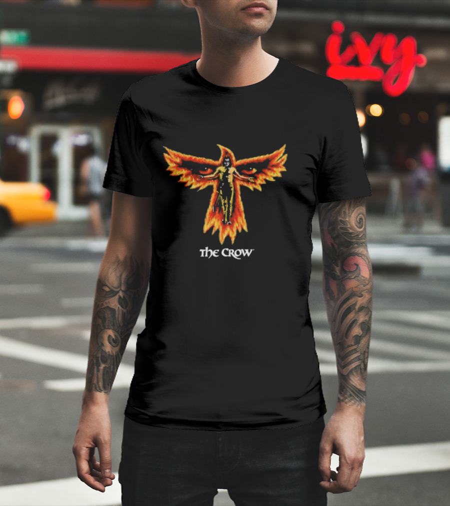 The Crow Firebird Symbol With Gothic Figure T-Shirt
