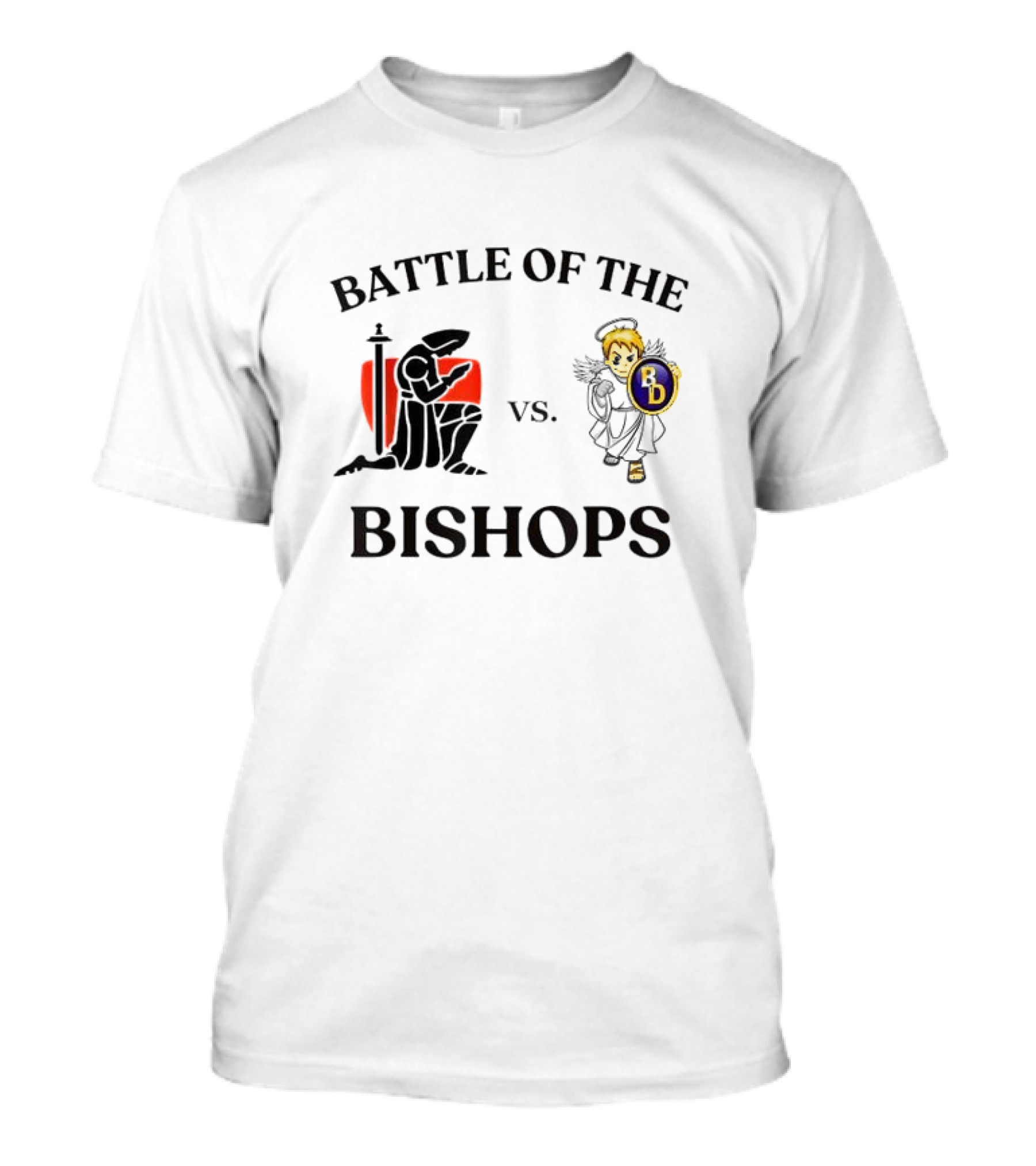 Battle Of The Bishops Vs. Black Knight And Angel Holding Shield T-Shirt