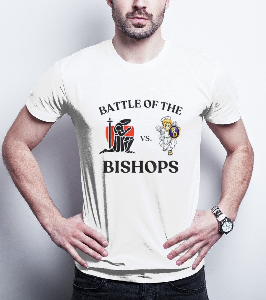 Battle Of The Bishops Vs. Black Knight And Angel Holding Shield T-Shirt