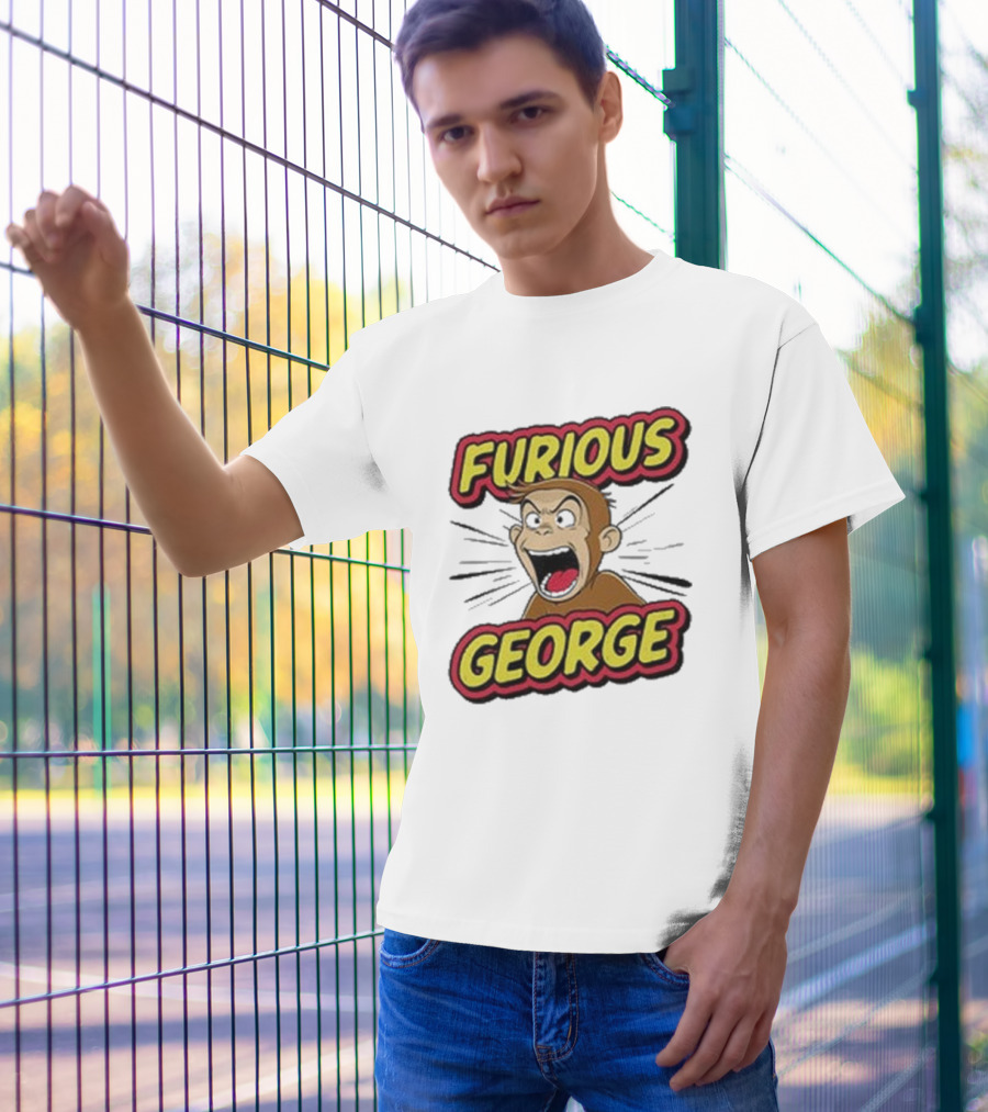Furious George Monkey Shouting With Bold Comic T-Shirt