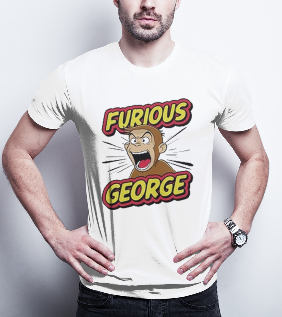 Furious George Monkey Shouting With Bold Comic T-Shirt