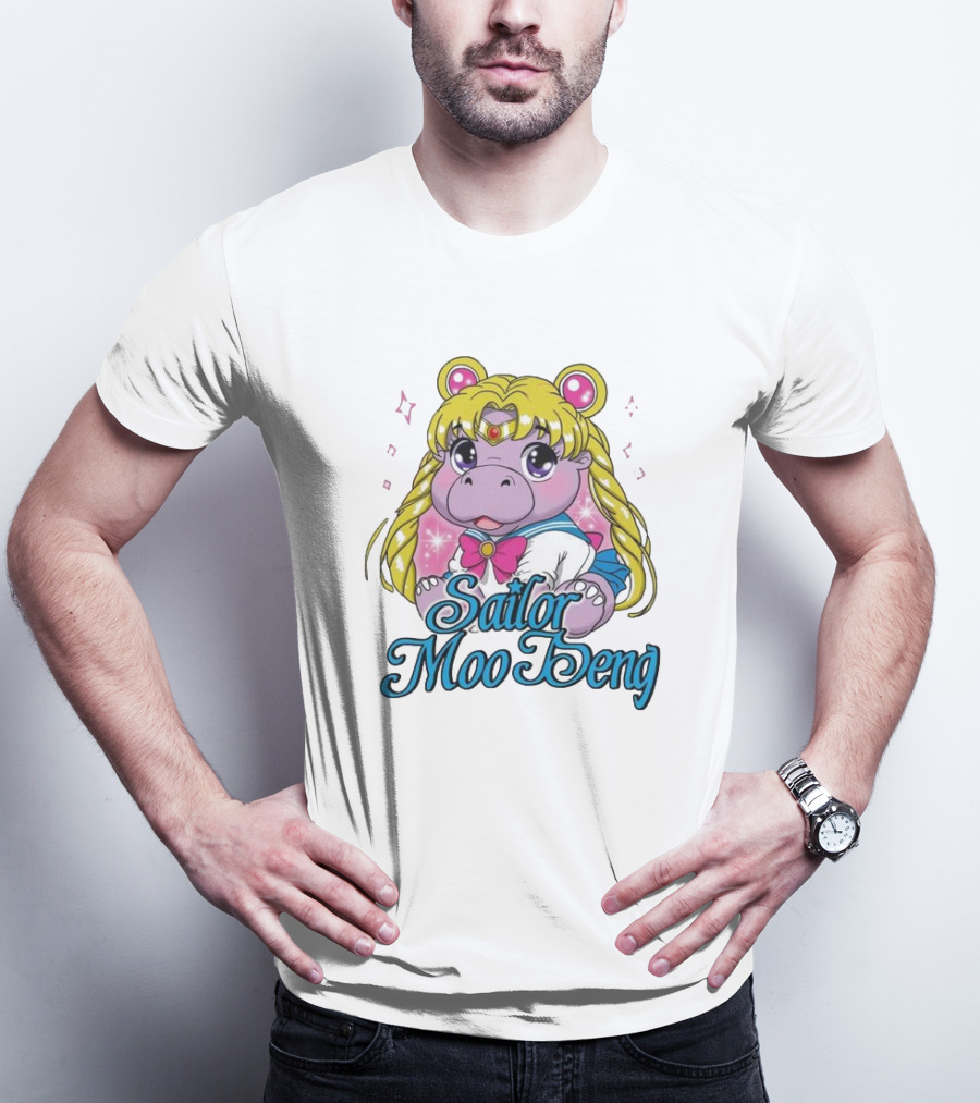 Sailor Moo Deng Hippo Anime T-Shirt
