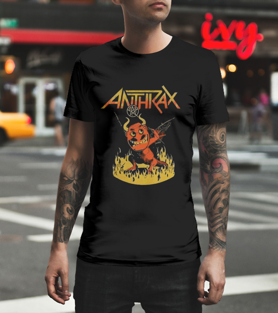 Anthrax Devil With Guitar In Flames T-Shirt