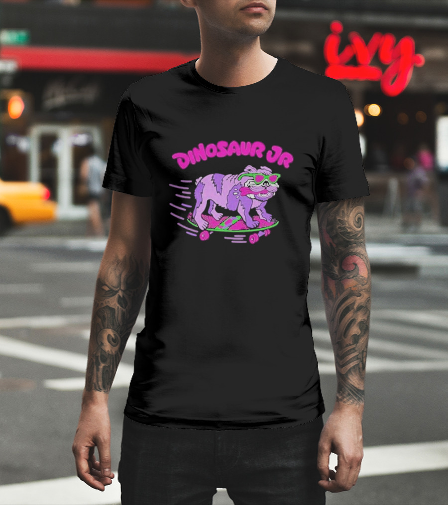 Dinosaur Jr Skateboard Bulldog Neon T-Shirt