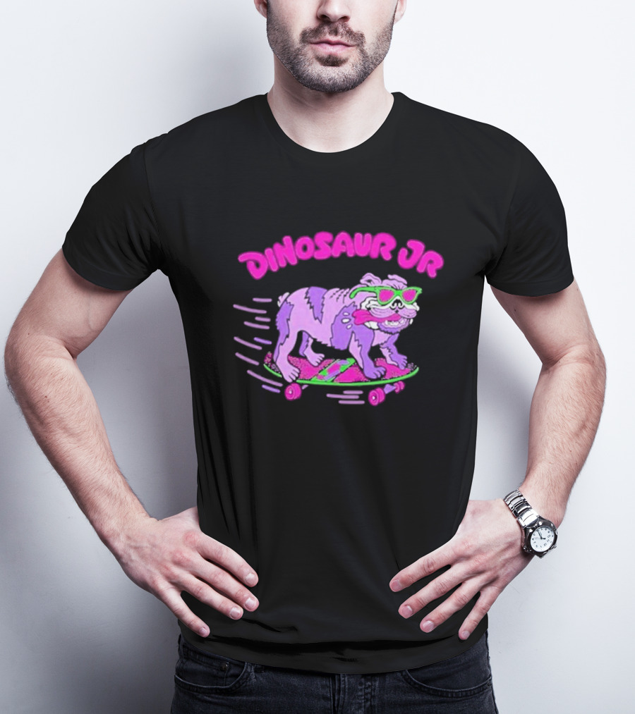 Dinosaur Jr Skateboard Bulldog Neon T-Shirt