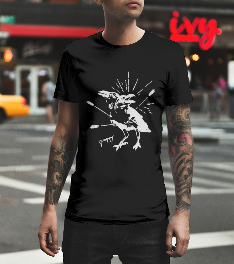 Impoppy Coward Birds Two-Headed Raven With Arrows T-Shirt