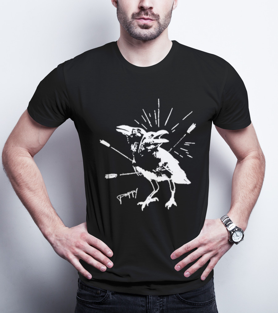 Impoppy Coward Birds Two-Headed Raven With Arrows T-Shirt