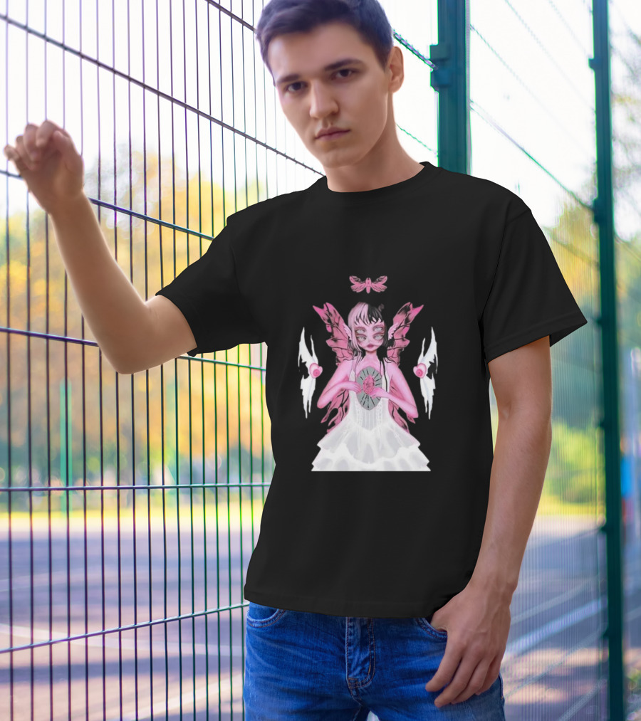 Melanie Martinez Portals Heart Pink Winged Character With Moth And Eyes T-Shirt