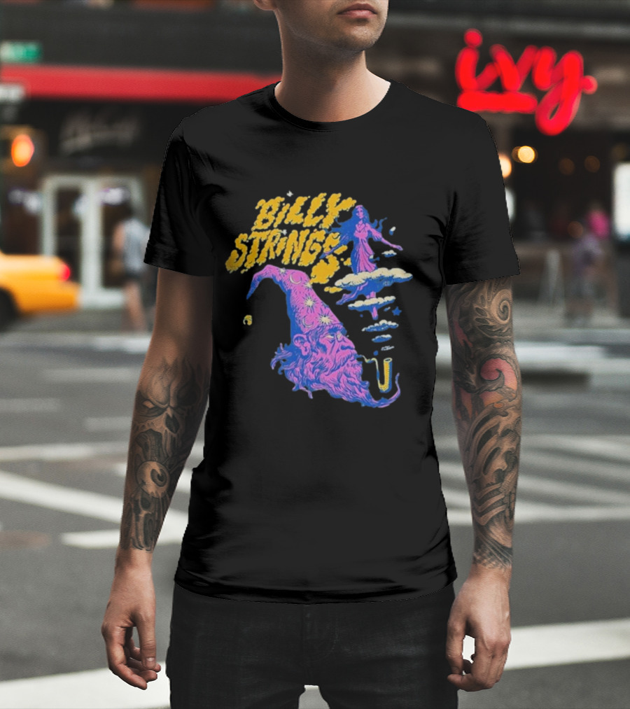 Billy Strings Wizard Head Psychedelic Clouds And Stars T-Shirt
