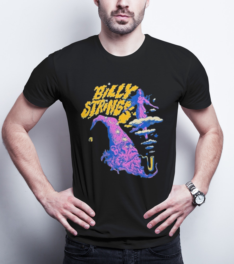 Billy Strings Wizard Head Psychedelic Clouds And Stars T-Shirt