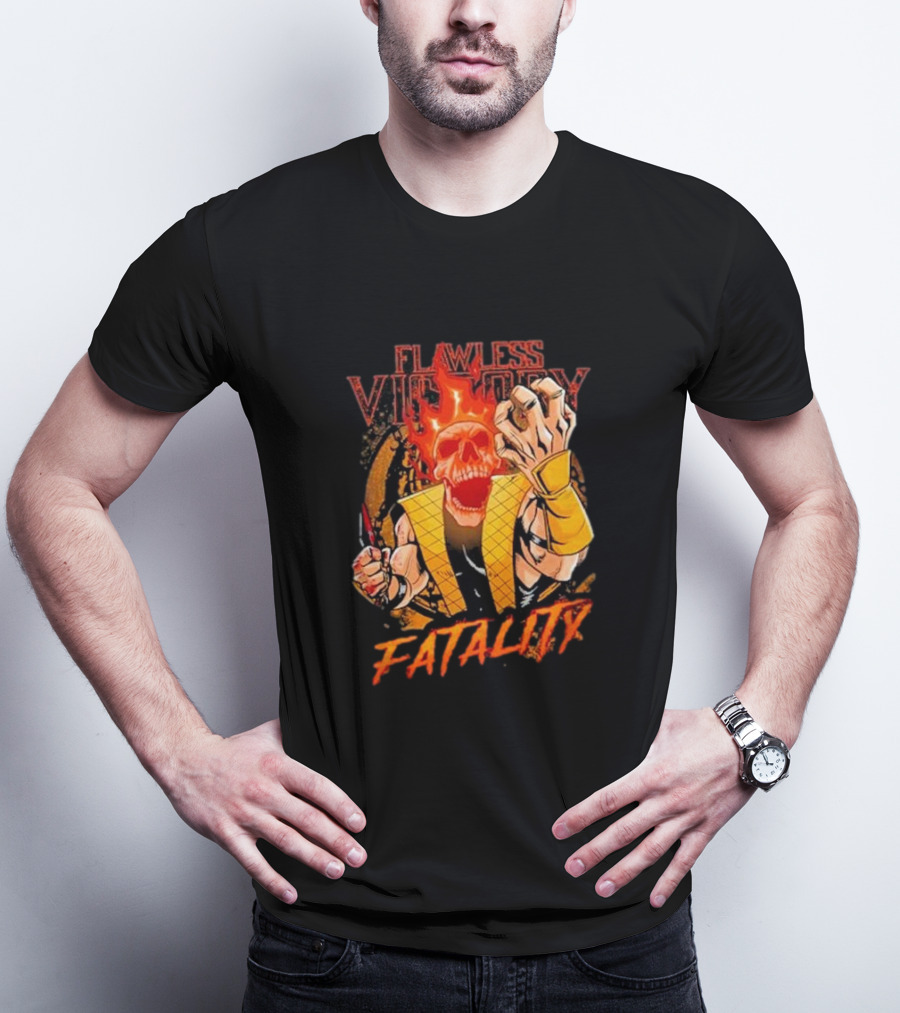 Mortal Kombat Flawless Victory Fatality Skull Flame T-Shirt