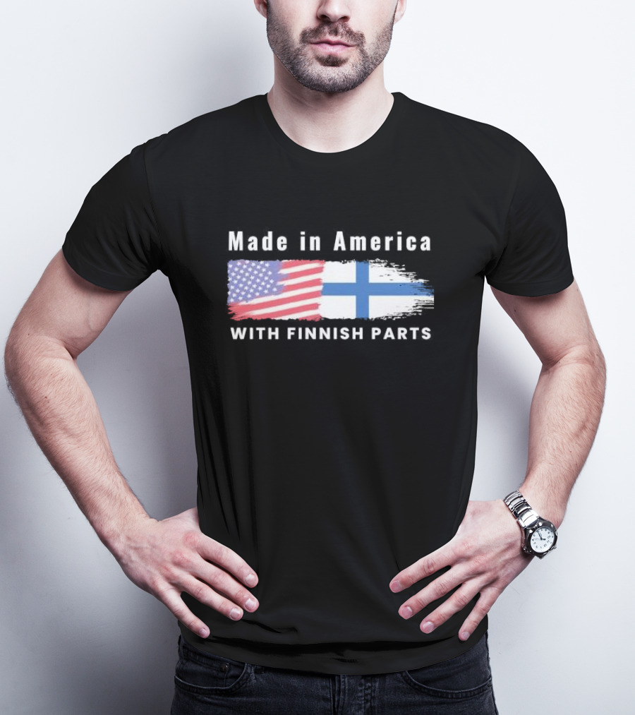Made In America With Finnish Parts USA Finland Flags T-Shirt