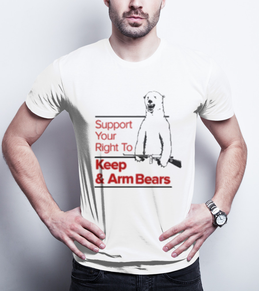 Support Your Right To Keep And Arm Bears Polar Bear Holding Rifle T-Shirt