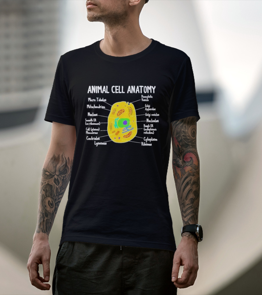 Animal Cell Anatomy Microtubules Mitochondrion Nucleus Biologist Science Student T-Shirt