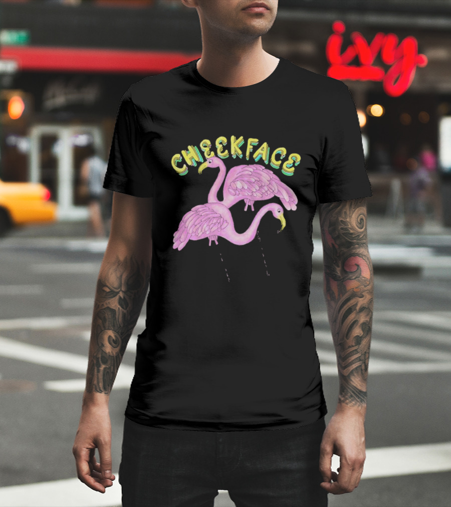 Cheekface Pink Flamingos T-Shirt