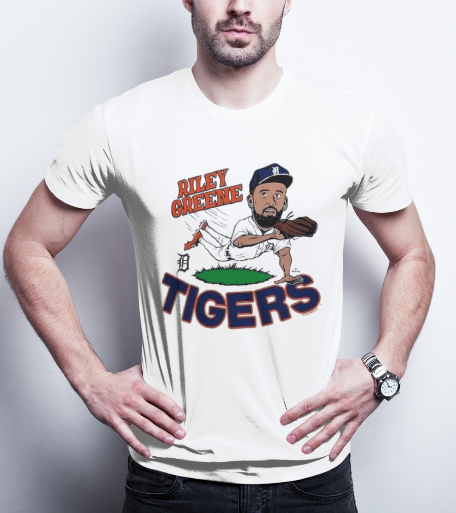 Riley Greene Detroit Tigers Caricature Player Tri Blend Homage Ash T-Shirt