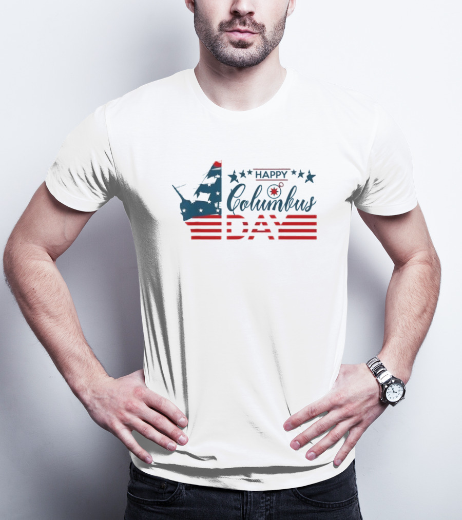Happy Columbus Day American Flag Ship T-Shirt