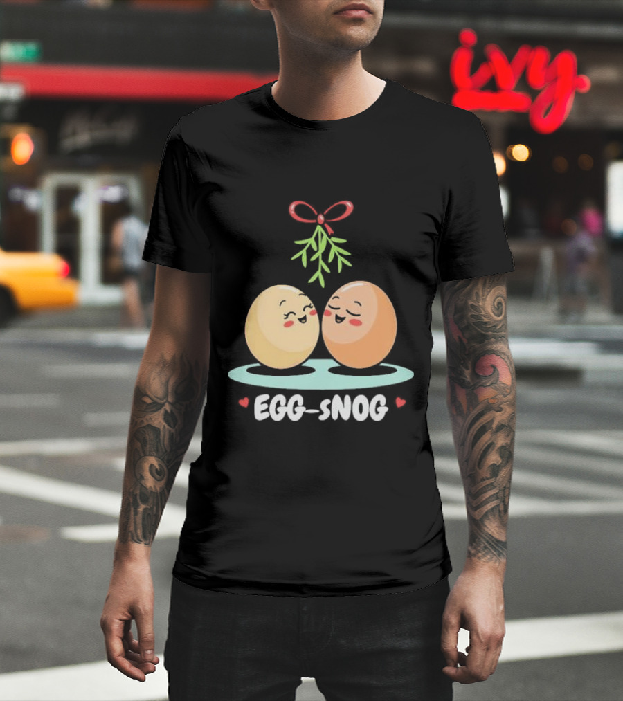 Egg Snog Mistletoe With Small Hearts T-Shirt