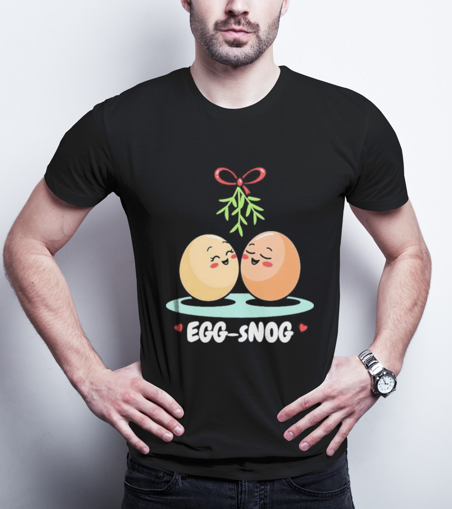 Egg Snog Mistletoe With Small Hearts T-Shirt
