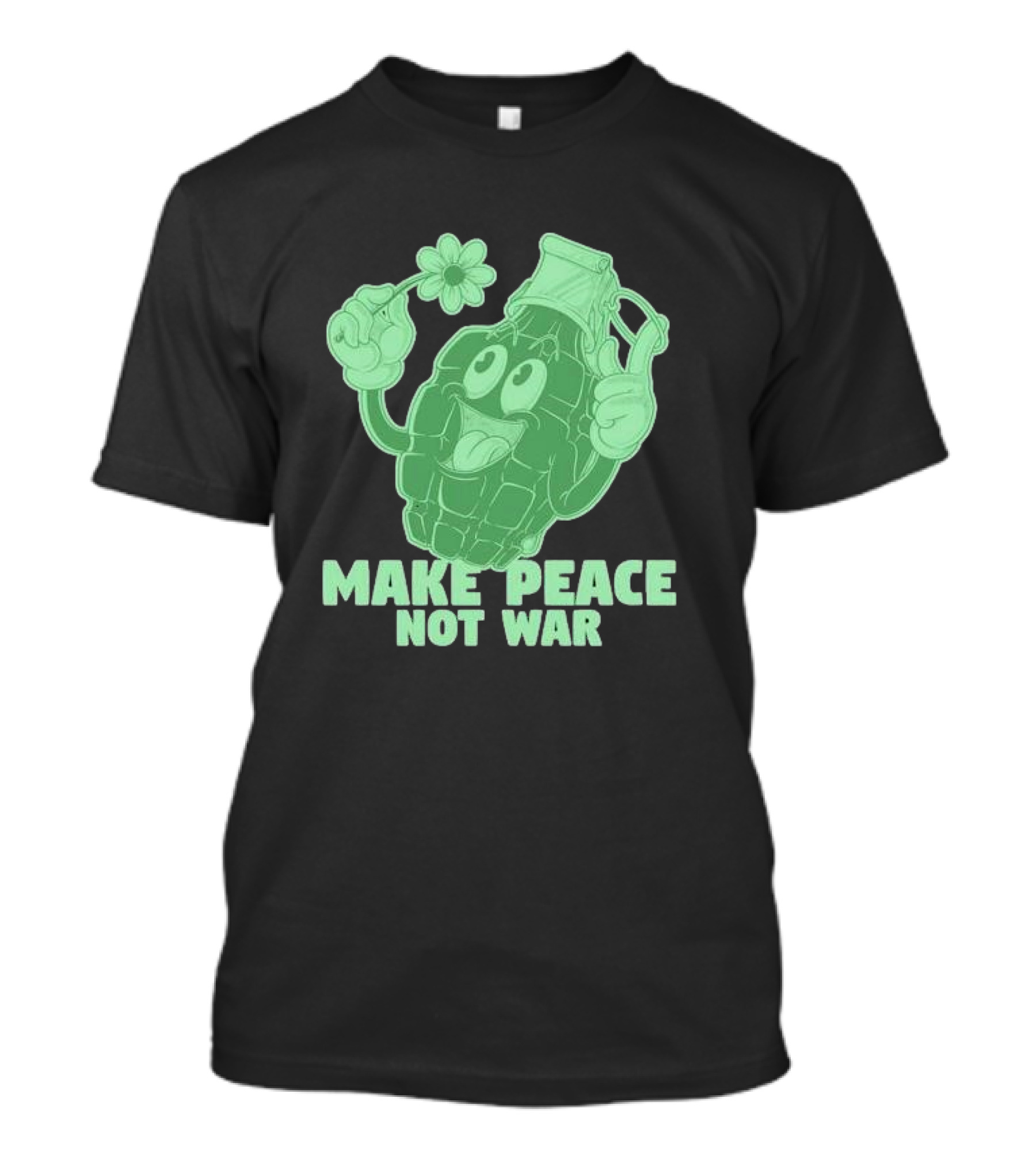 Make Peace Not War Grenade Holding Flower Pacifist Hippie T-Shirt